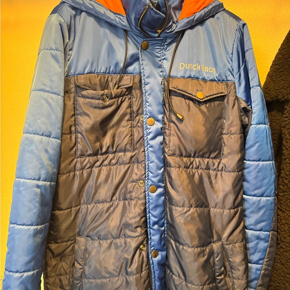 Dutch Bros | Jackets & Coats | Dutch Bros Blue And Orange Puffer Jacket ...